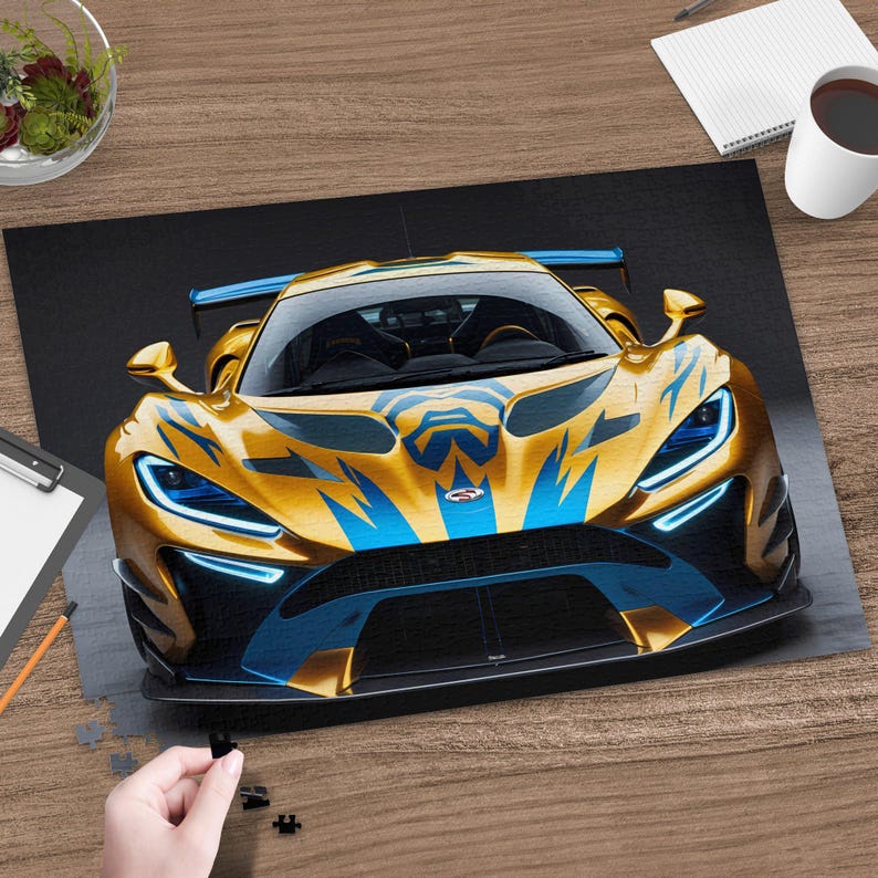 Golden Luxury Car Jigsaw Puzzle, Supercar Puzzle, Automotive Theme ...