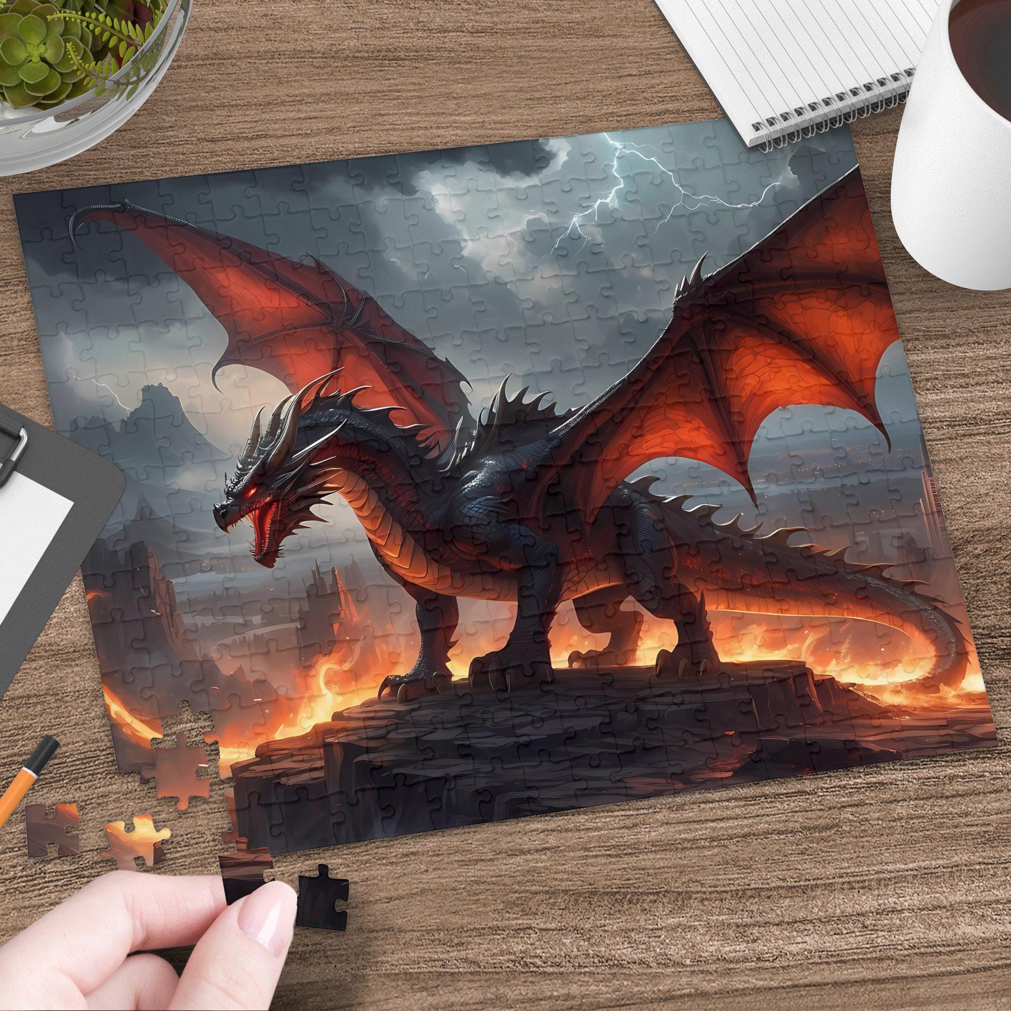 Epic Dragon Jigsaw Puzzle: Fantasy Mythical Creature - Etsy