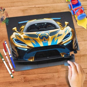 Golden Luxury Car Jigsaw Puzzle, Supercar Puzzle, Automotive Theme ...
