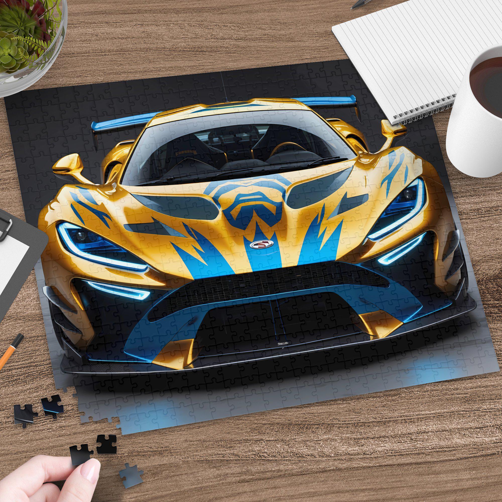 Golden Luxury Car Jigsaw Puzzle, Supercar Puzzle, Automotive Theme ...