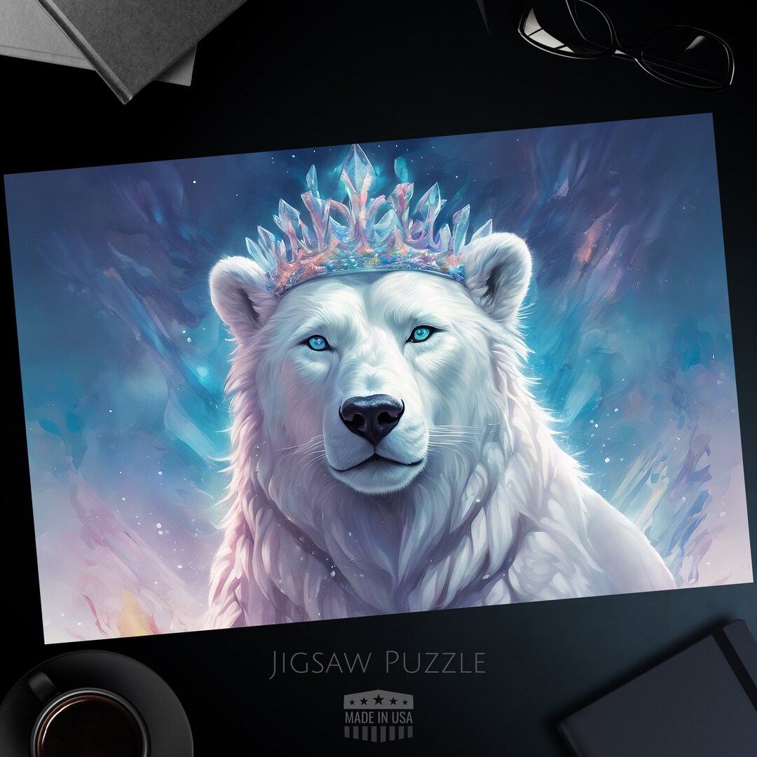 Crowned Polar Bear Jigsaw Puzzle: Fantasy Animal Challenge - Etsy