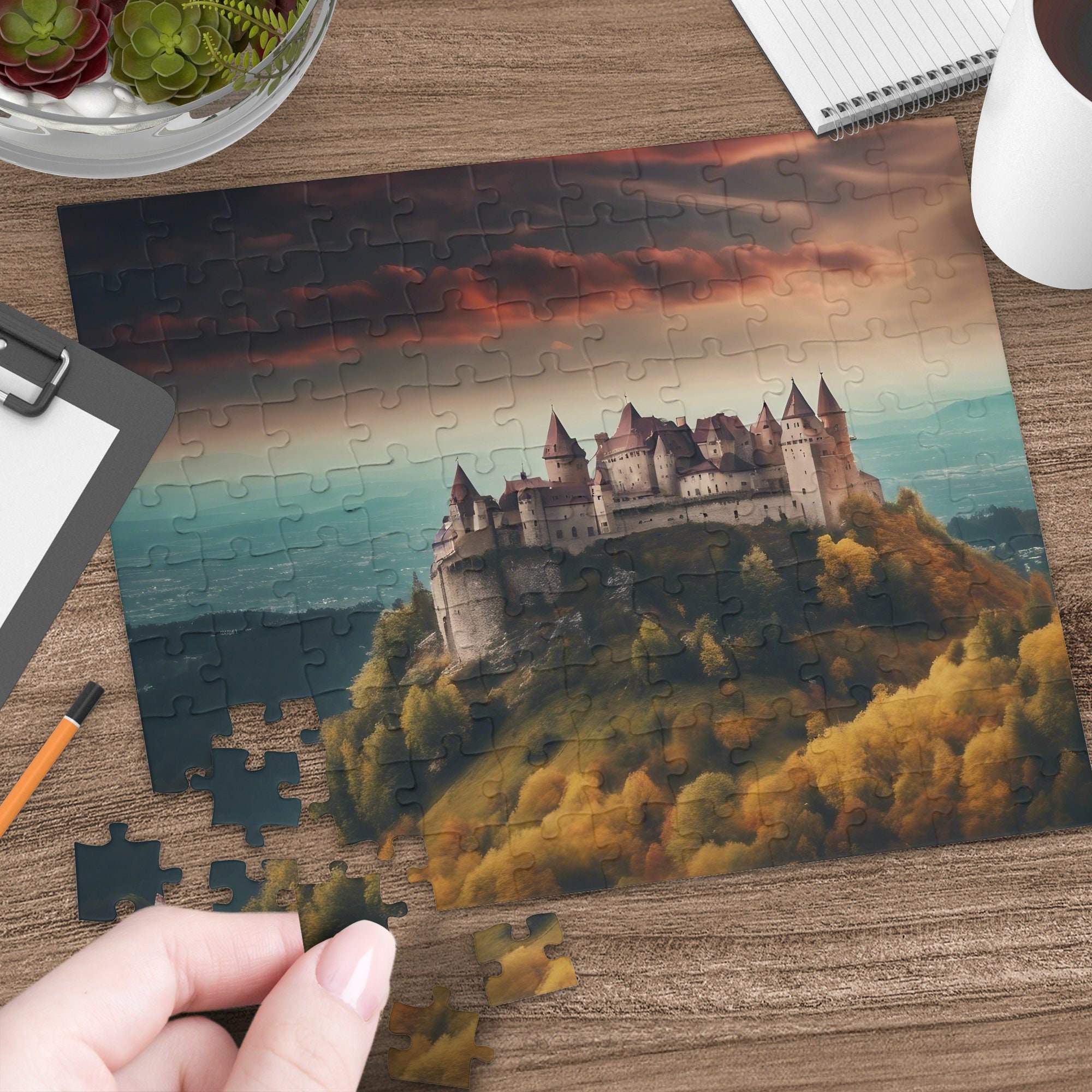 Enchanted Castle Jigsaw Puzzle, Autumn Forest Scenery, Fantasy ...