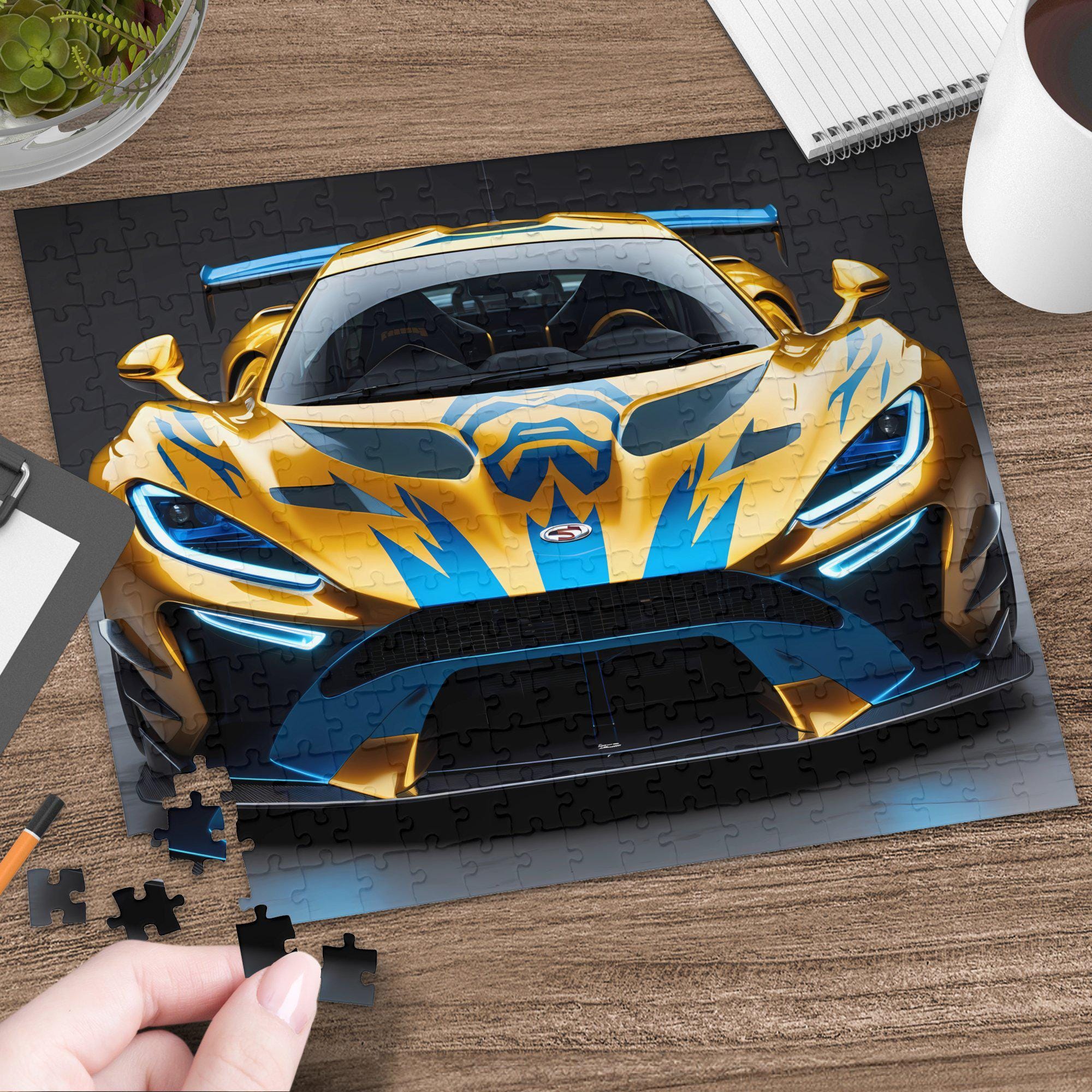 Golden Luxury Car Jigsaw Puzzle, Supercar Puzzle, Automotive Theme ...