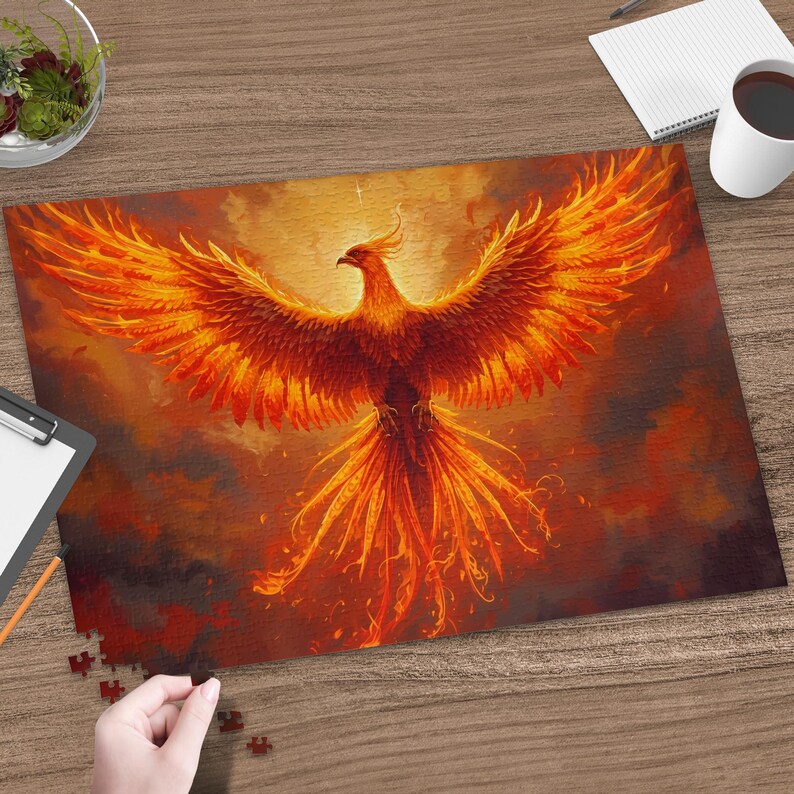 Fiery Rising Phoenix Jigsaw Puzzle, Mythology Art - Etsy