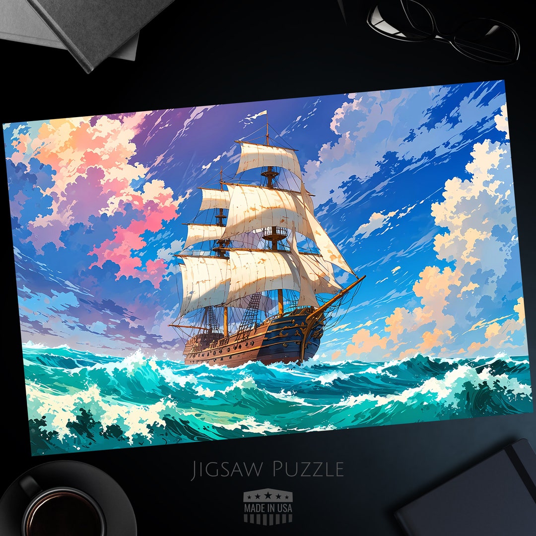 Scenic Sailboat Jigsaw Puzzle: Ocean Tallship Puzzle - Etsy