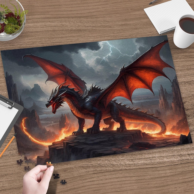 Epic Dragon Jigsaw Puzzle: Fantasy Mythical Creature - Etsy
