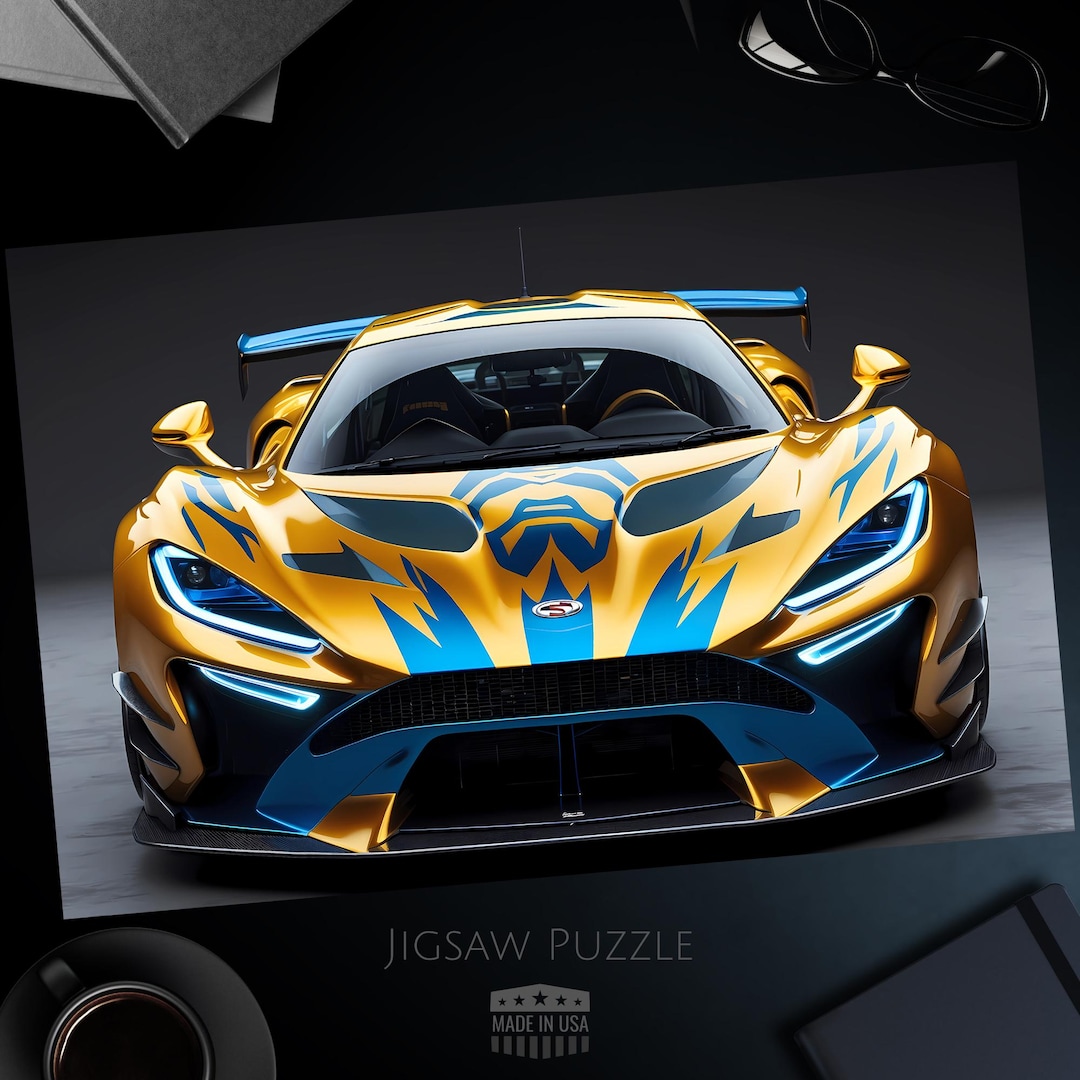 Golden Luxury Car Jigsaw Puzzle, Supercar Puzzle, Automotive Theme ...