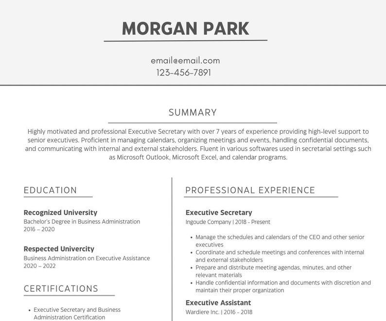 Customizable Minimalist Two-column Resume Template DIGITAL TEMPLATE ...