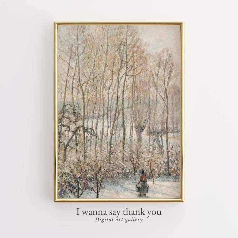 Winter Landscape Impressionist Painting, Snowy Forest Scene Wall Art ...
