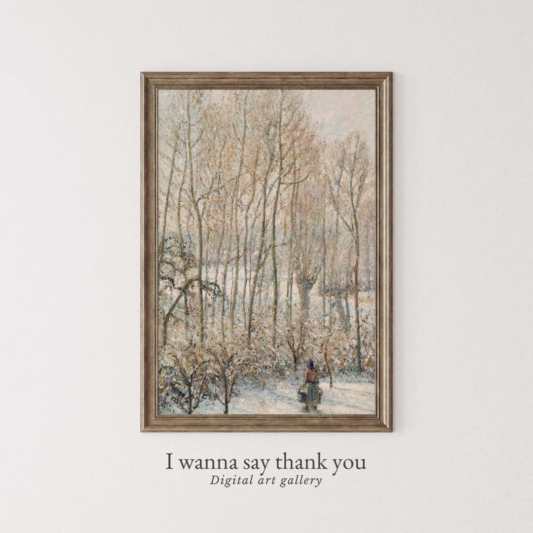 Winter Landscape Impressionist Painting, Snowy Forest Scene Wall Art ...