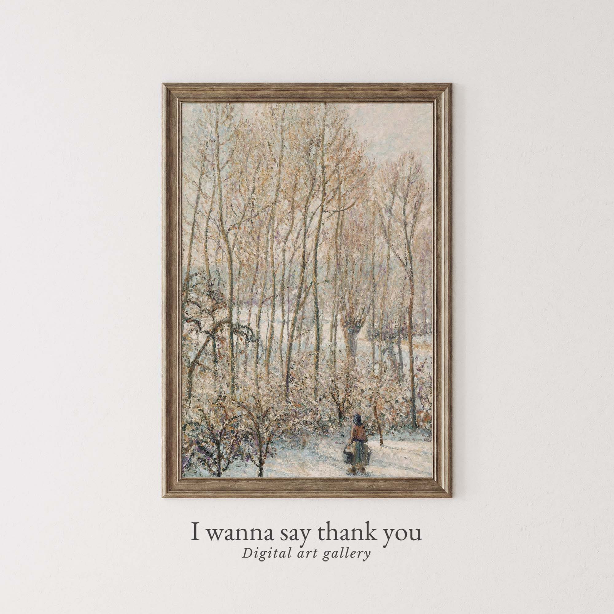 Winter Landscape Impressionist Painting, Snowy Forest Scene Wall Art ...