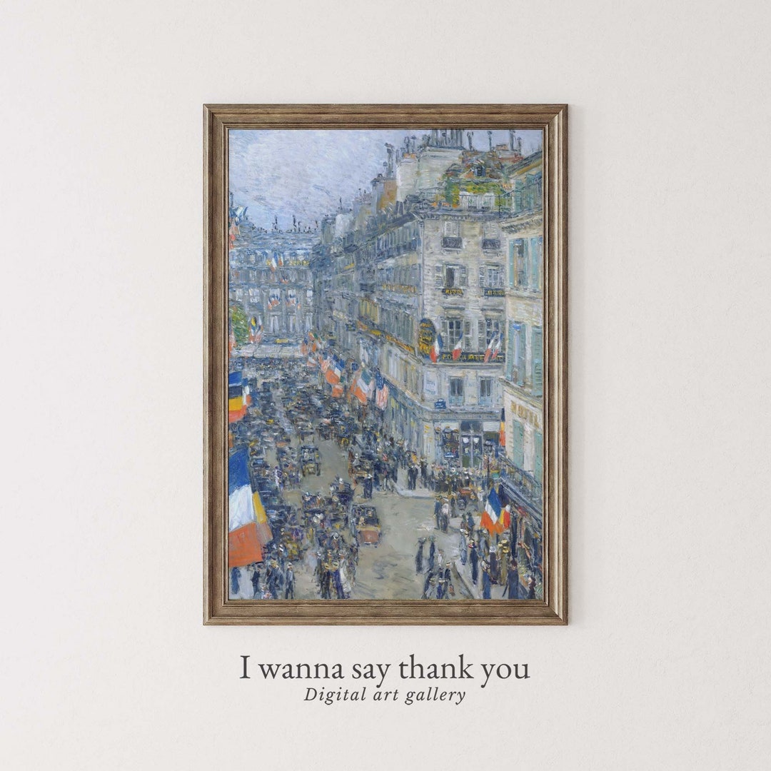 French City Street Scene Wall Art, Classic Impressionist Cityscape ...