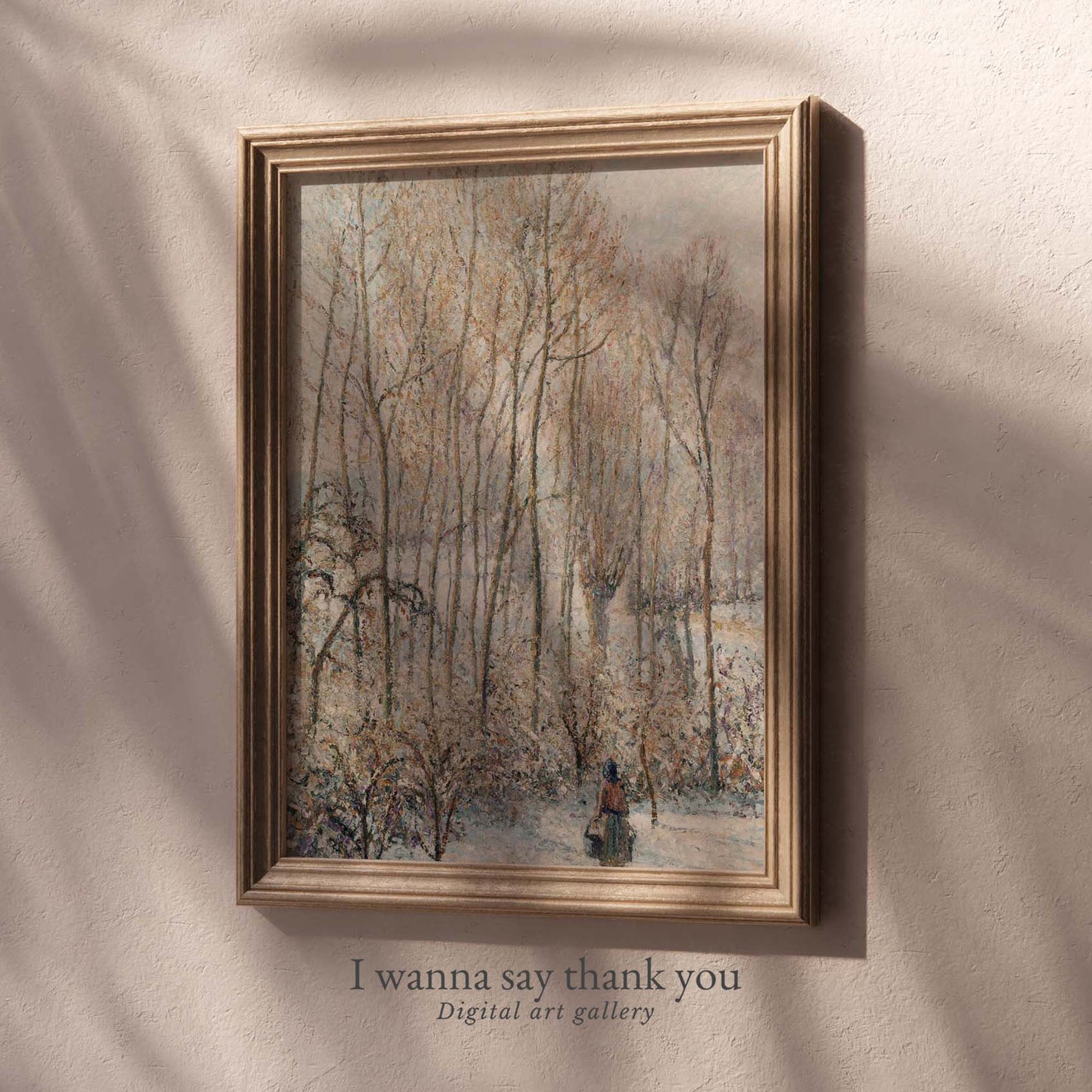 Winter Landscape Impressionist Painting, Snowy Forest Scene Wall Art ...