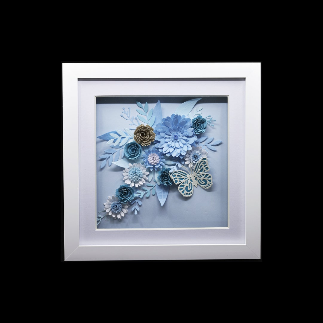 Blooms in Blue 3D Flower Quill Art Picture, Colourful Paper Filigree ...