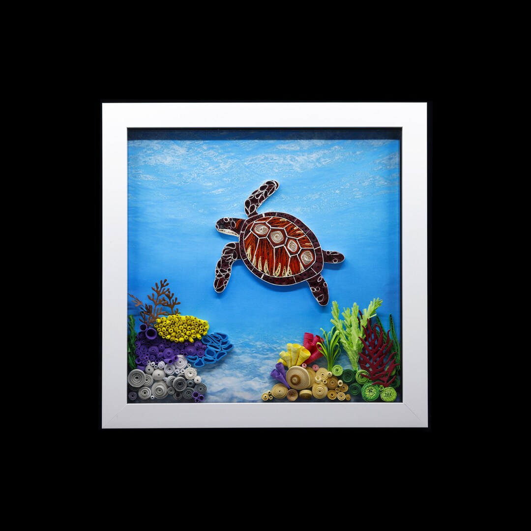 Turtle Paradise: 3D Paper Quill Art, Coral Seascape Shadow Box - Etsy UK