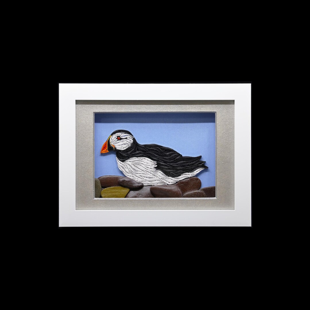 Quilled Puffin Art: 3D Paper Quill in White Shadow Box - Etsy UK