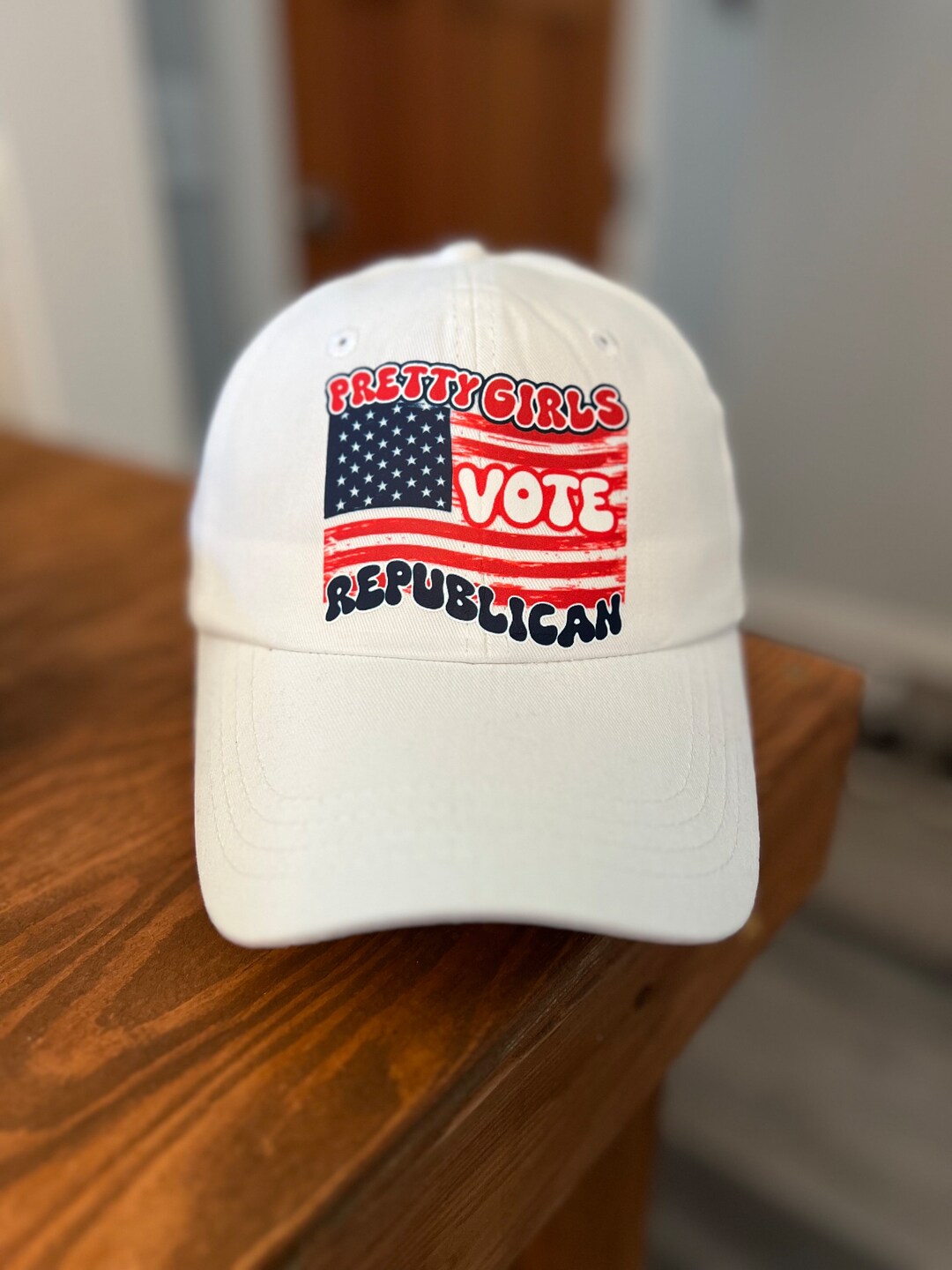Pretty Girls Vote Republican Ball Cap, White Ball Cap, Womens Trendy ...