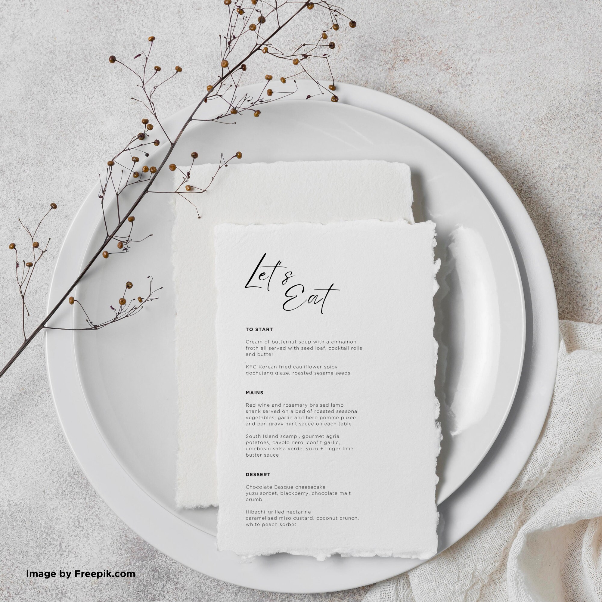 OLIVIA Menu Template, Modern Elegant Wedding, Printable Wedding ...
