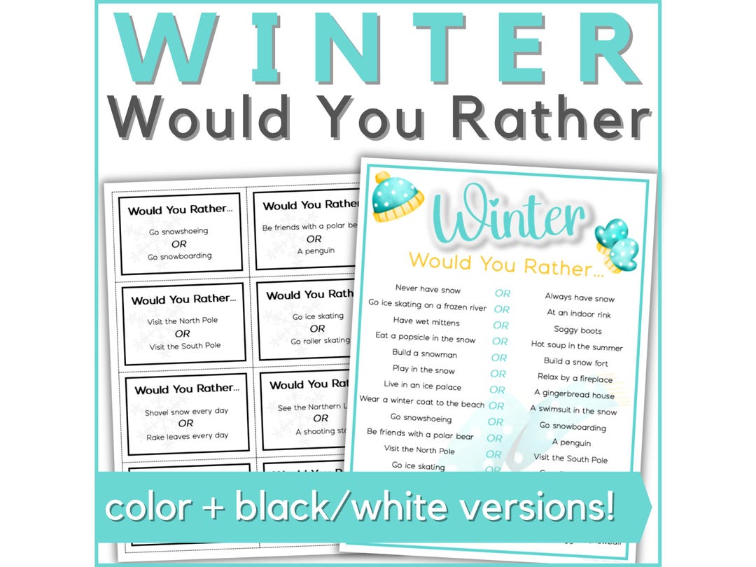 Winter Would You Rather Game - a This or That Winter Fun Kids Activity ...