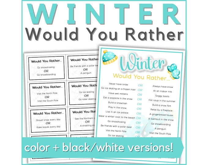 Winter Would You Rather Game - a This or That Winter Fun Kids Activity ...