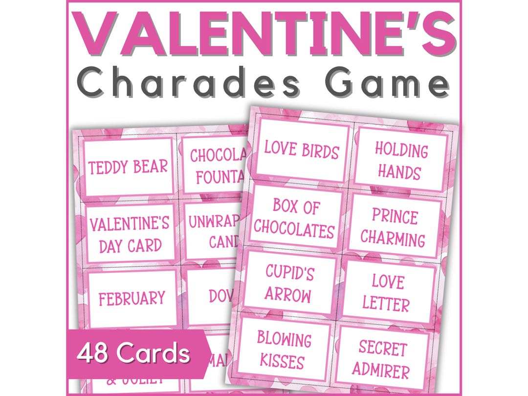 Valentine's Day Printable Charades Cards - Family Friendly Charades ...