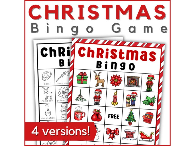 Printable Christmas Bingo Game Cards - Holiday Classroom Bingo, Fun ...
