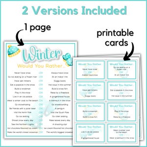 Winter Would You Rather Game - a This or That Winter Fun Kids Activity ...
