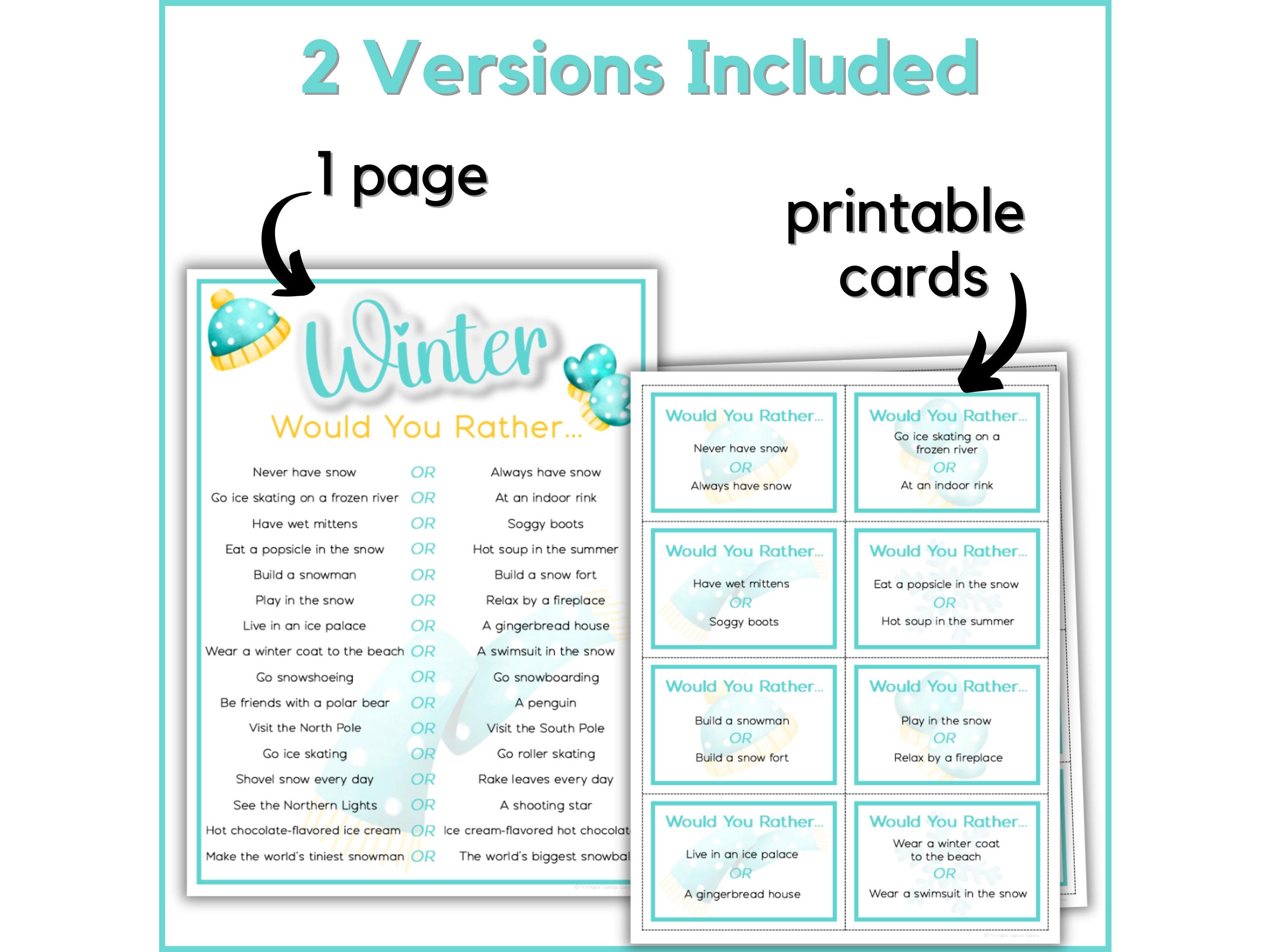 Winter Would You Rather Game - a This or That Winter Fun Kids Activity ...
