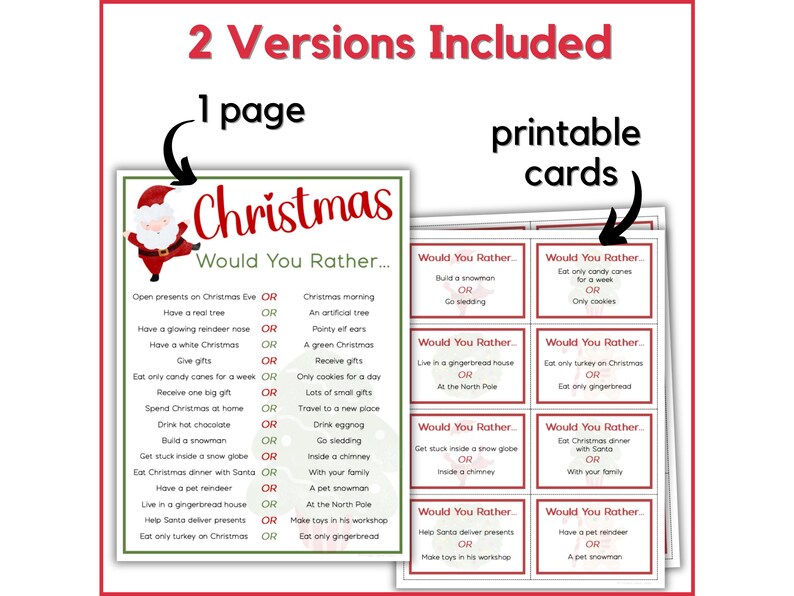 Christmas Would You Rather Game - a This or That Style Christmas Fun ...