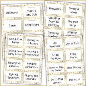 New Year's Eve Printable Charades Cards - Family Charades Game Cards ...
