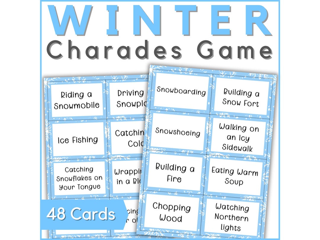Winter Printable Charades Cards - Family Charades Game Cards for ...