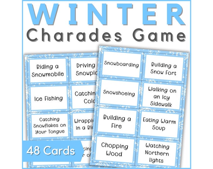 Winter Printable Charades Cards - Family Charades Game Cards for ...