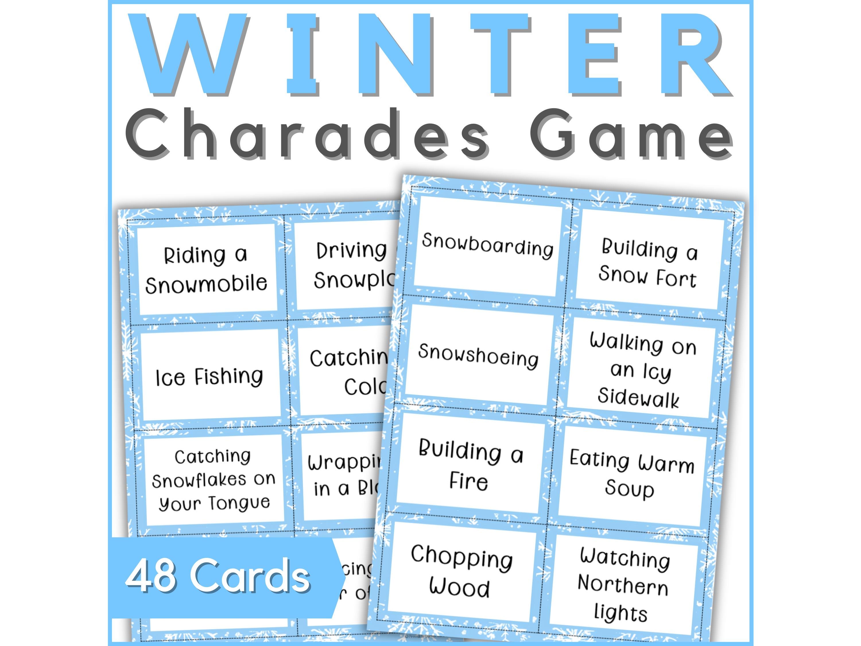 Winter Printable Charades Cards - Family Charades Game Cards for ...