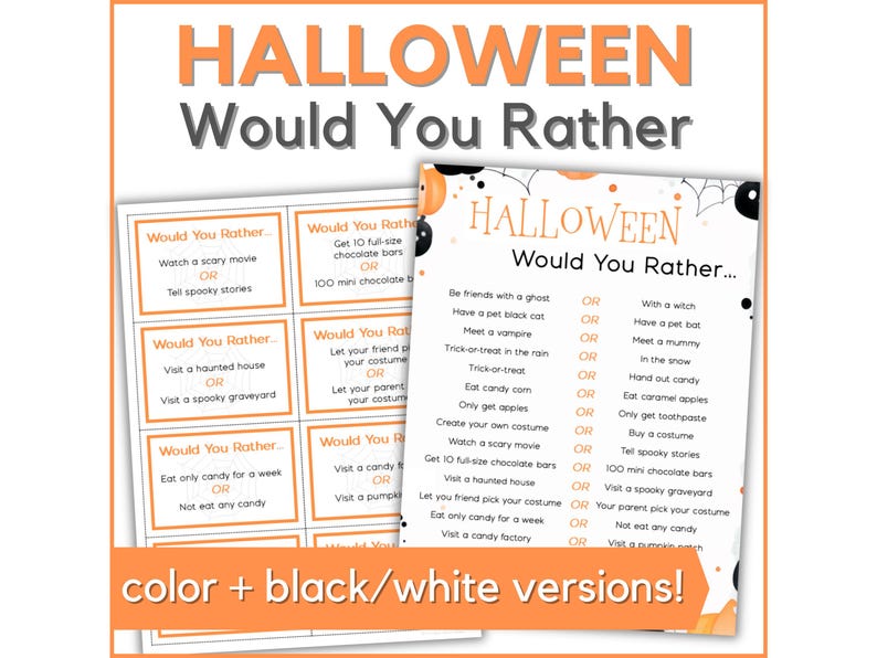 Halloween Would You Rather Game - Printable This or That Style ...