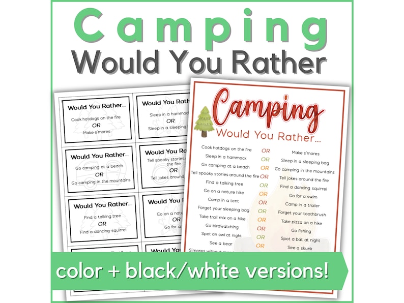 Camping Would You Rather Game - for a Printable This or That Style ...