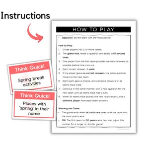 Spring Printable Party Game - a Fast Paced Think Quick Spring Game ...