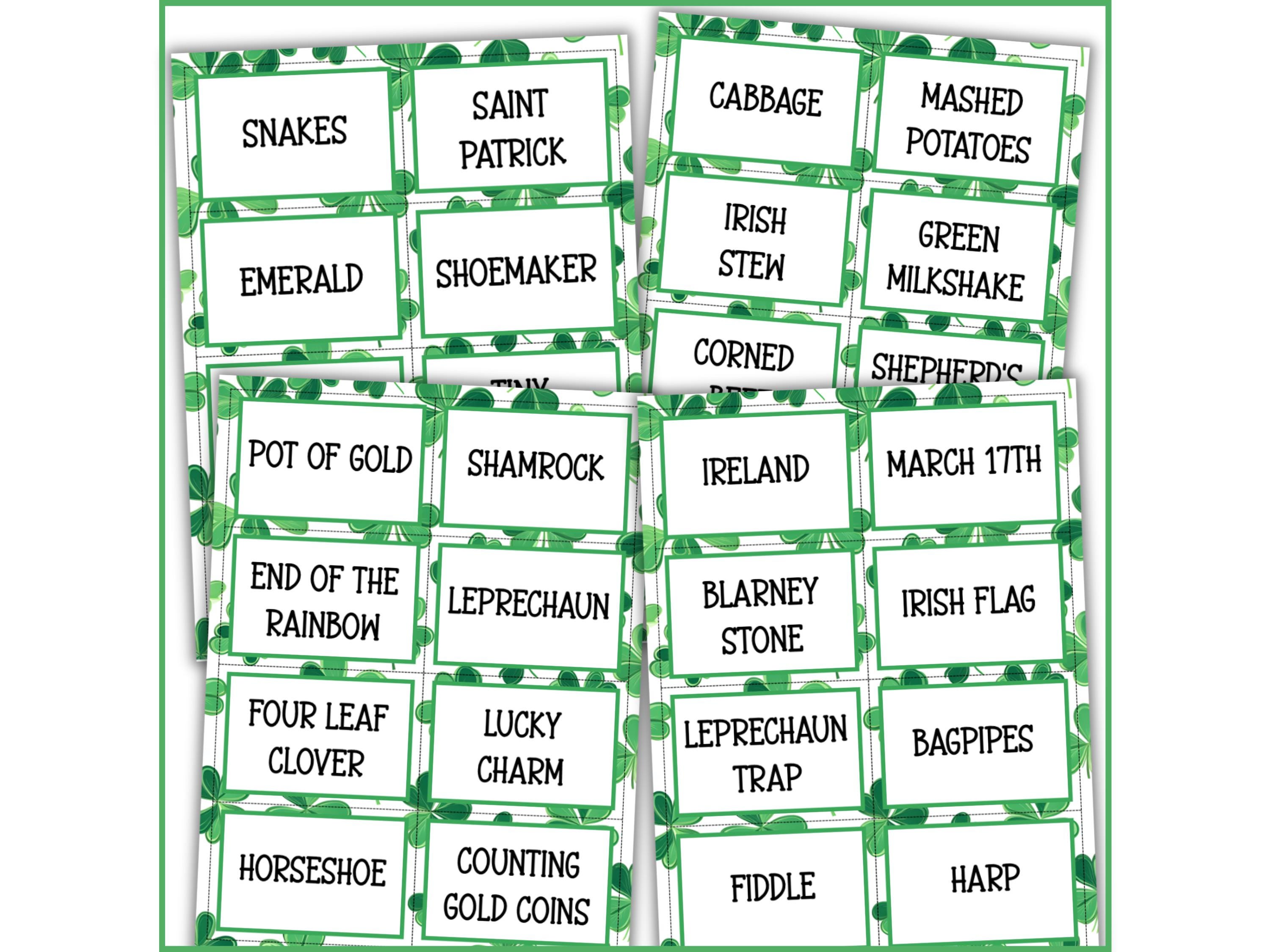 St. Patrick's Day Printable Charades Cards - Family Friendly Charades ...