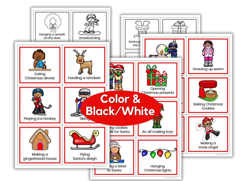 Printable Christmas Charades Game - Winter Holiday Charades Game Cards ...