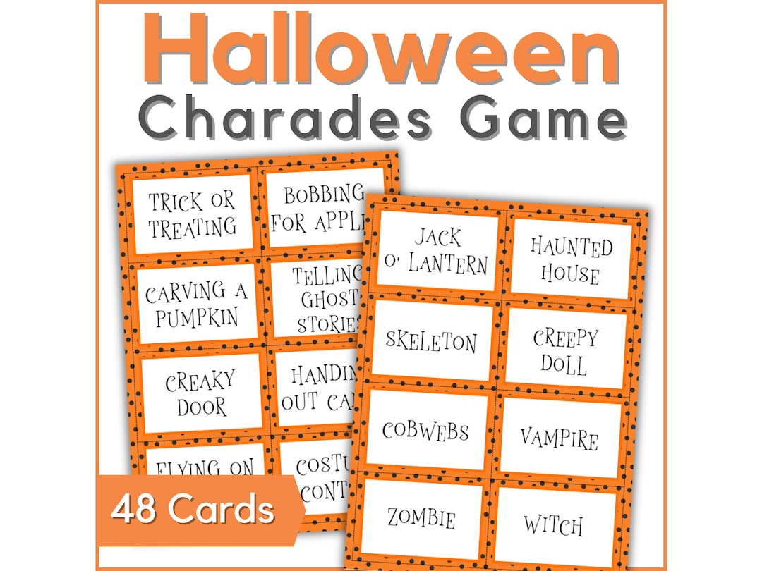 Halloween Charades Game Cards - Printable Halloween Party Game for ...