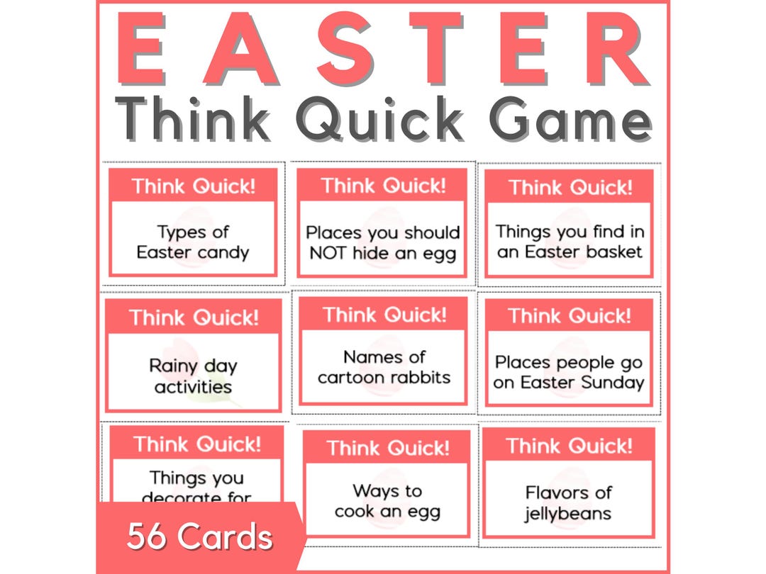 Easter Party Game - a Fast Paced Think Quick Printable Easter Game ...
