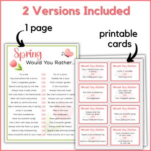 Spring Would You Rather Game - a This or That Printable Spring Party ...