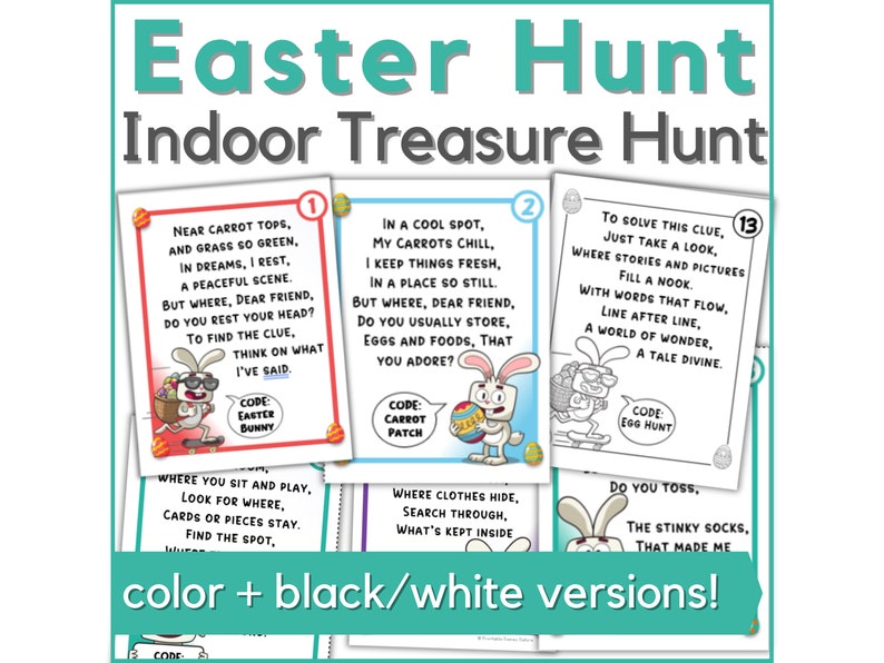 Printable Easter Scavenger Hunt for Kids - Indoor Easter Basket or Egg ...