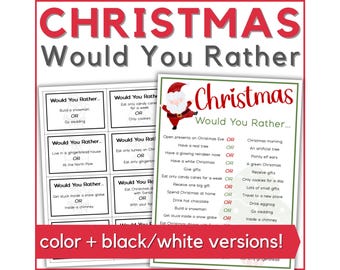 Christmas Would You Rather Game - a This or That Style Christmas Fun ...