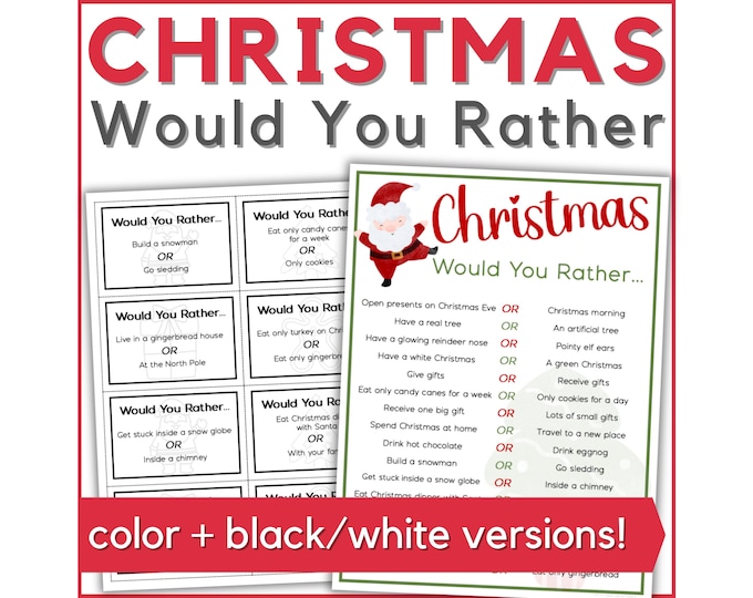 Christmas Would You Rather Game - a This or That Style Christmas Fun ...