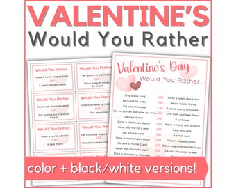 Valentine's Day Would You Rather Game - a This or That Valentine's Day ...