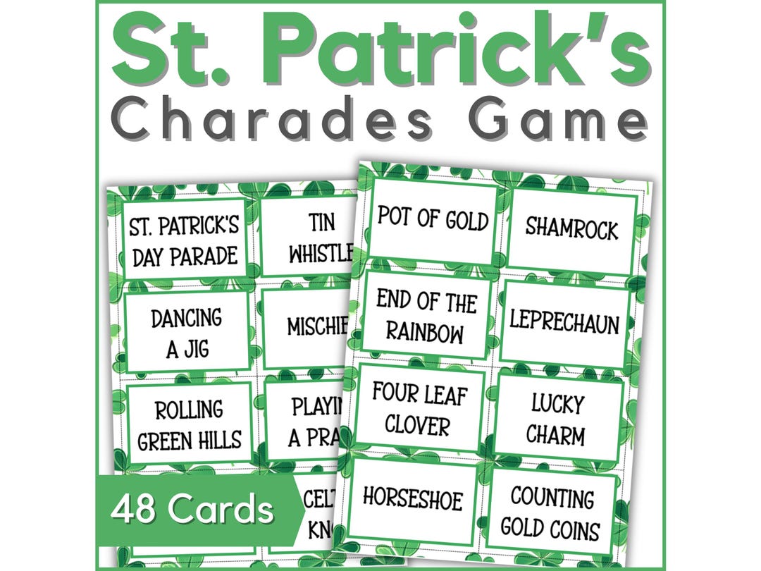 St. Patrick's Day Printable Charades Cards - Family Friendly Charades ...