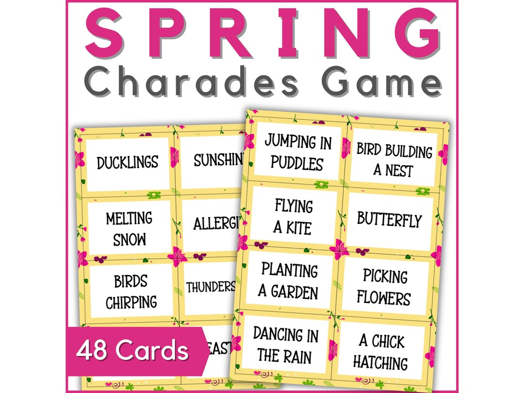 Spring Printable Charades Cards - Family Friendly Charades Game Cards ...