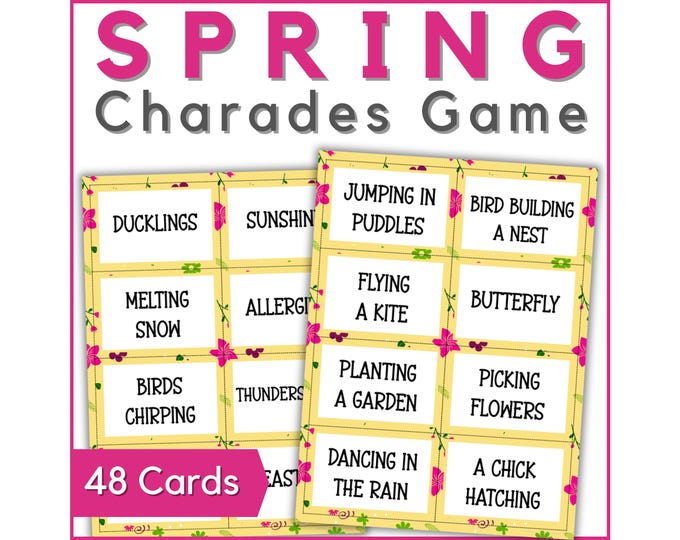 Spring Printable Charades Cards - Family Friendly Charades Game Cards ...