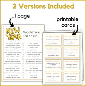 New Year's Eve Would You Rather Game - a This or That Style New Year ...