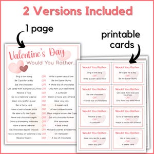 Valentine's Day Would You Rather Game - a This or That Valentine's Day ...